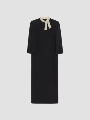 Valentino Garavani Cady Couture Embroidered Dress Black Silver