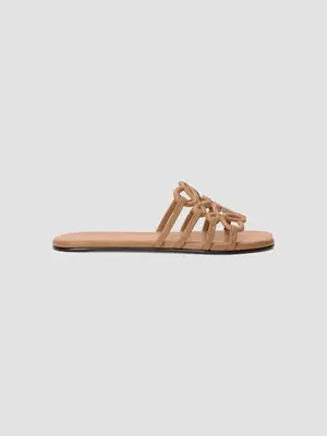 Loewe X Paula's Ibiza Petal Anagram Leather Slides - Camel