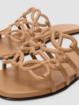 Loewe X Paula's Ibiza Petal Anagram Leather Slides - Camel