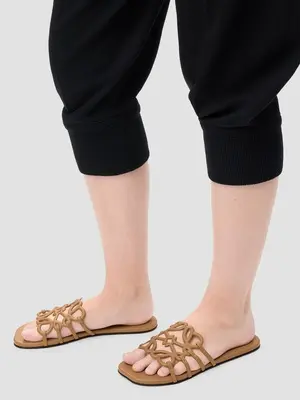 Loewe X Paula's Ibiza Petal Anagram Leather Slides - Camel