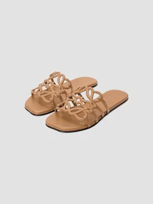 Loewe X Paula's Ibiza Petal Anagram Leather Slides - Camel