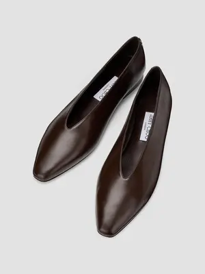 JIMMY CHOO Margot Shiny Leather Ballet Flats - Chocolate