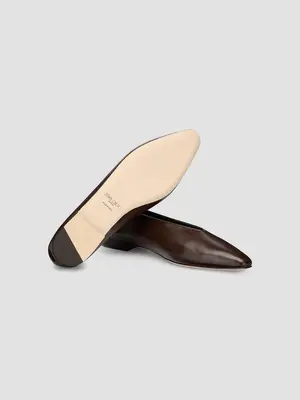 JIMMY CHOO Margot Shiny Leather Ballet Flats - Chocolate