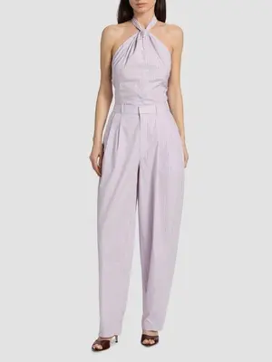 Ronny Kobo Davika Striped Cotton Tapered-leg Pants