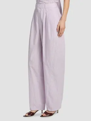Ronny Kobo Davika Striped Cotton Tapered-leg Pants