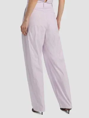 Ronny Kobo Davika Striped Cotton Tapered-leg Pants