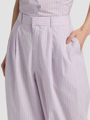 Ronny Kobo Davika Striped Cotton Tapered-leg Pants