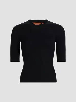 JAMIE HALLER The Rib Elbow-length Sleeve T-shirt - Black