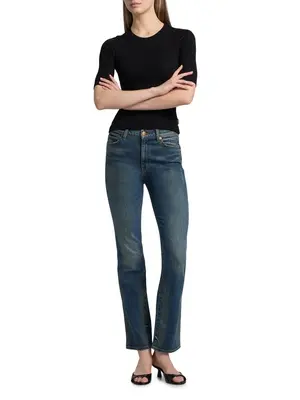 JAMIE HALLER The Rib Elbow-length Sleeve T-shirt