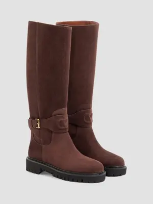 Valentino Garavani Vlogo Signature Split Leather 40mm Boots