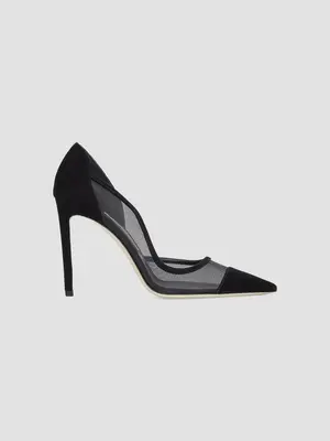 JIMMY CHOO Brigitte 100mm Suede And Mesh Pumps - Black