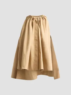 Co Gathered High-low Tton Poplin Top - Camel