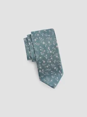Canali Floral Woven Silk Tie - Teal