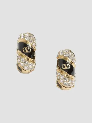 Valentino Garavani Pas Plus Metal, Enamel And Swarovski Crystal Earrings - Multicolor