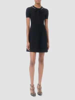 Valentino Garavani Embroidered Knit Dress