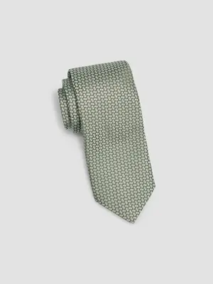 Canali Geometric Woven Silk Tie - Green
