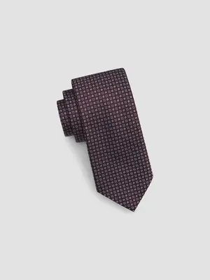 Canali Geometric Woven Silk Tie - Red