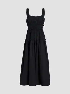DÔEN Marianne Smocked Midi-dress - Black