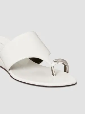 Tory Burch Pierced 45mm Leather Wedge Sandals - Cirrus Cloud