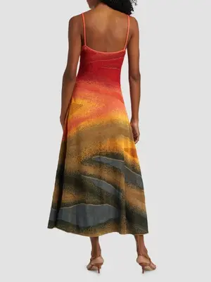 THE ELDER STATESMAN Abstract Fine-knit Sleeveless Midi-dress