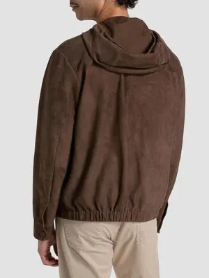 Canali Perforated Suede Hooded Jacket