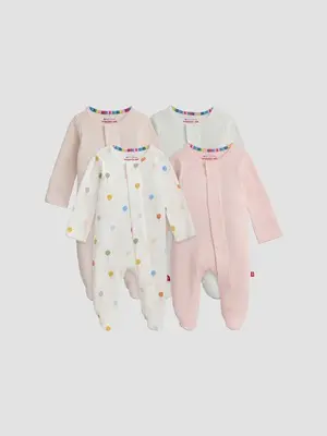MAGNETIC ME Baby's 4-piece Cotton Footie Set