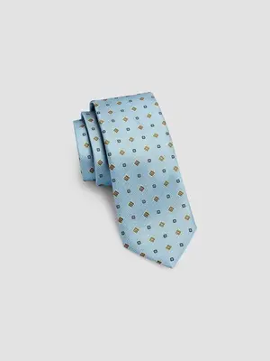 Canali Chevron Medallion Silk Tie - Light Blue