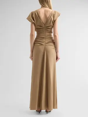 Michael Kors Draped Stretch Wool Column Gown