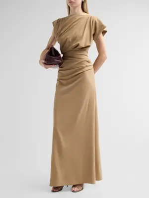 Michael Kors Draped Stretch Wool Column Gown