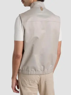 Canali Reversible Wool-linen Zip-front Vest