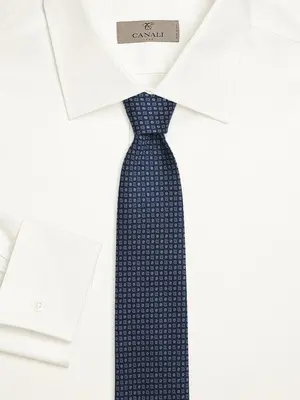 Canali Circles & Squares Micro-medallion Silk Tie