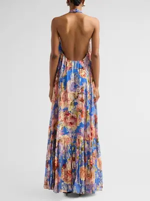 Hemant & Nandita Floral A-line Maxi Dress - Blue