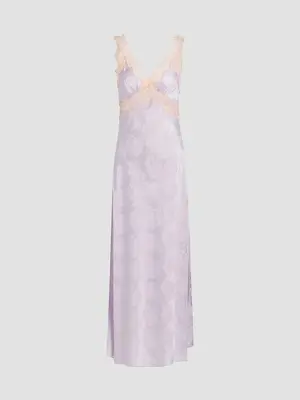 Ronny Kobo Bryn Floral Lace-trim Satin Maxi Dress