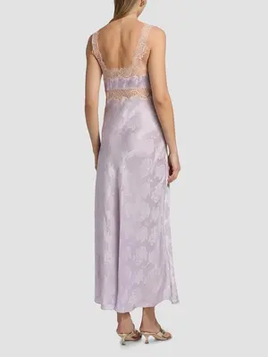 Ronny Kobo Bryn Floral Lace-trim Satin Maxi Dress