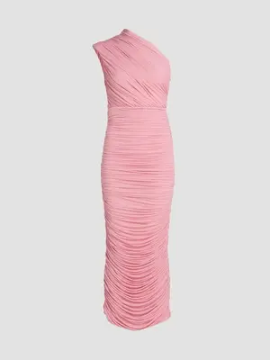 Ronny Kobo Emina One-shoulder Ruched Midi-dress - Blush