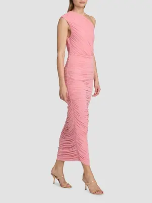 Ronny Kobo Emina One-shoulder Ruched Midi-dress - Blush