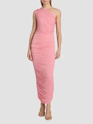 Ronny Kobo Emina One-shoulder Ruched Midi-dress - Blush