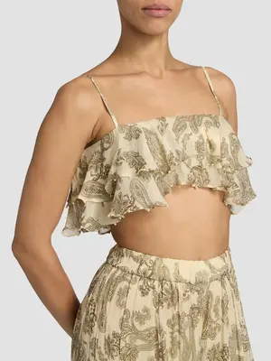 Hemant & Nandita Paisley Tiered Ruffled Top