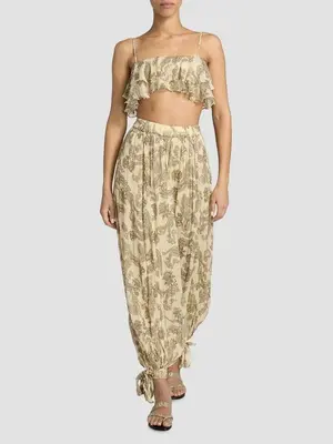 Hemant & Nandita Paisley Tiered Ruffled Top