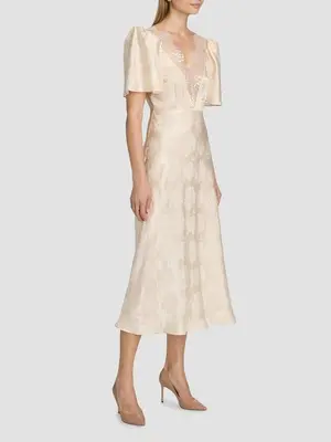 Ronny Kobo Philo Floral Satin Midi-dress