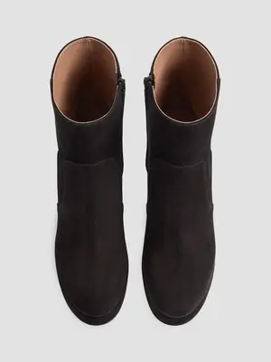 Valentino Garavani Fawcette 90mm Platform Ankle Boots In Split Leather - Black