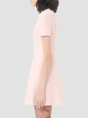 Valentino Garavani Embroidered Crinkle Cotton Tweed Short Dress
