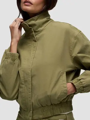Hudson Jeans Sporty Cotton-blend Bomber Jacket - Dried Herb