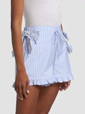 KIKA VARGAS Sally Striped Cotton Shorts - Blue