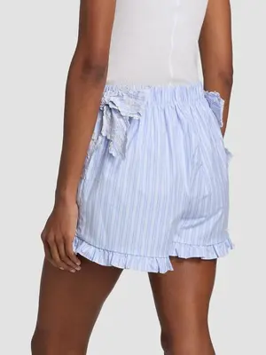 KIKA VARGAS Sally Striped Cotton Shorts - Blue