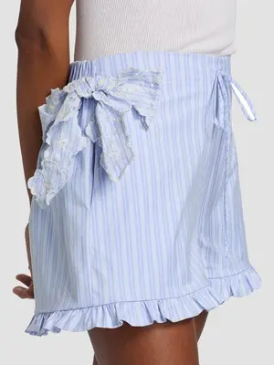 KIKA VARGAS Sally Striped Cotton Shorts - Blue