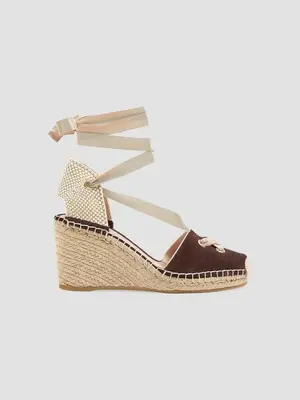 Valentino Garavani Resort 75mm Wedges In Split Leather - Ebony