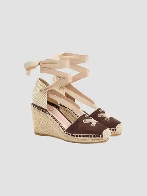 Valentino Garavani Resort 75mm Wedges In Split Leather - Ebony