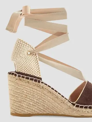 Valentino Garavani Resort 75mm Wedges In Split Leather - Ebony