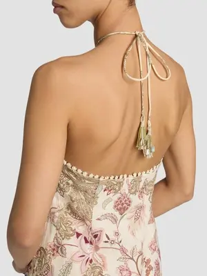 Hemant & Nandita Paisley Cotton-linen Sheath Minidress